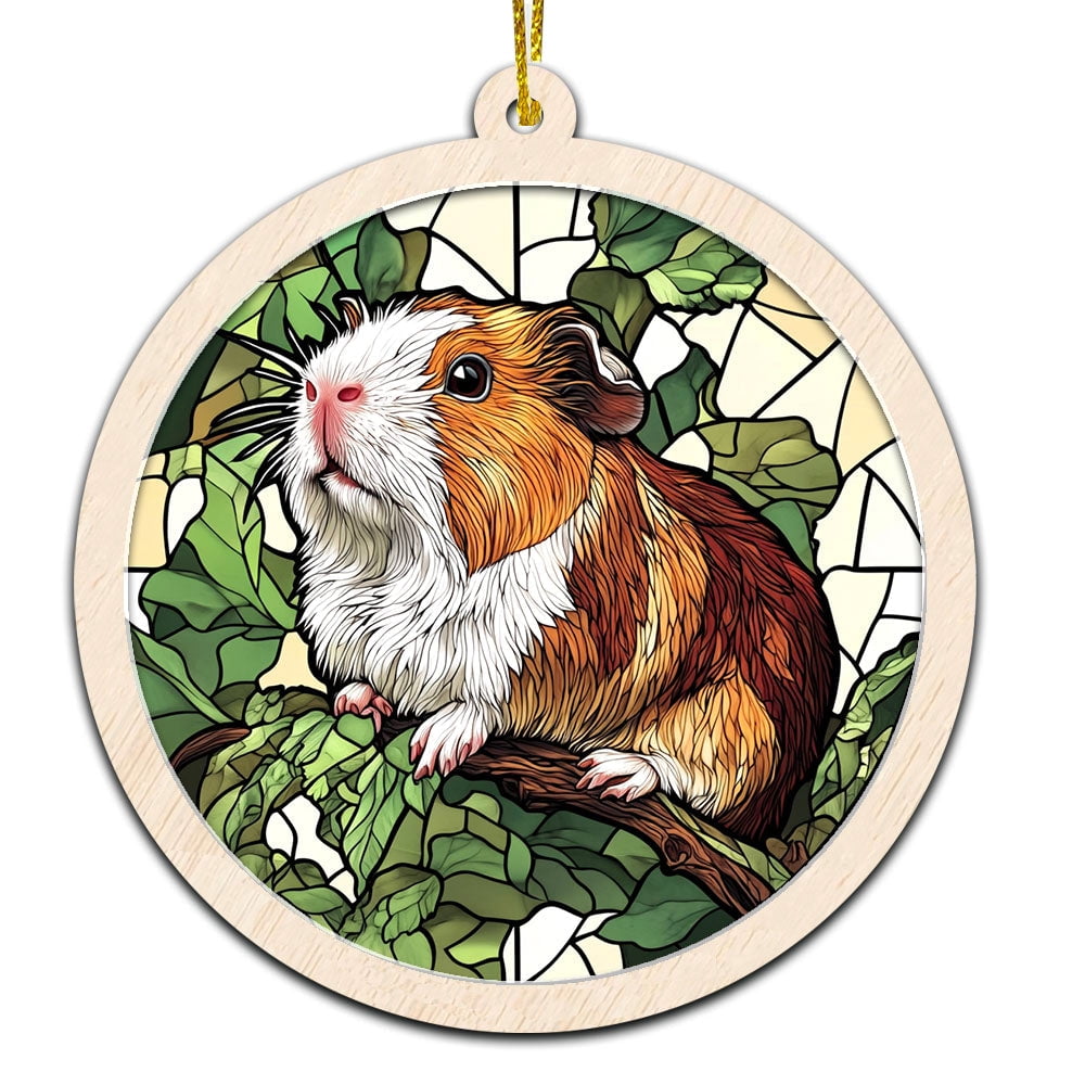 Buff Guinea Pig Stained Glass Suncatcher Ornament – Text Christmas 2025 ...