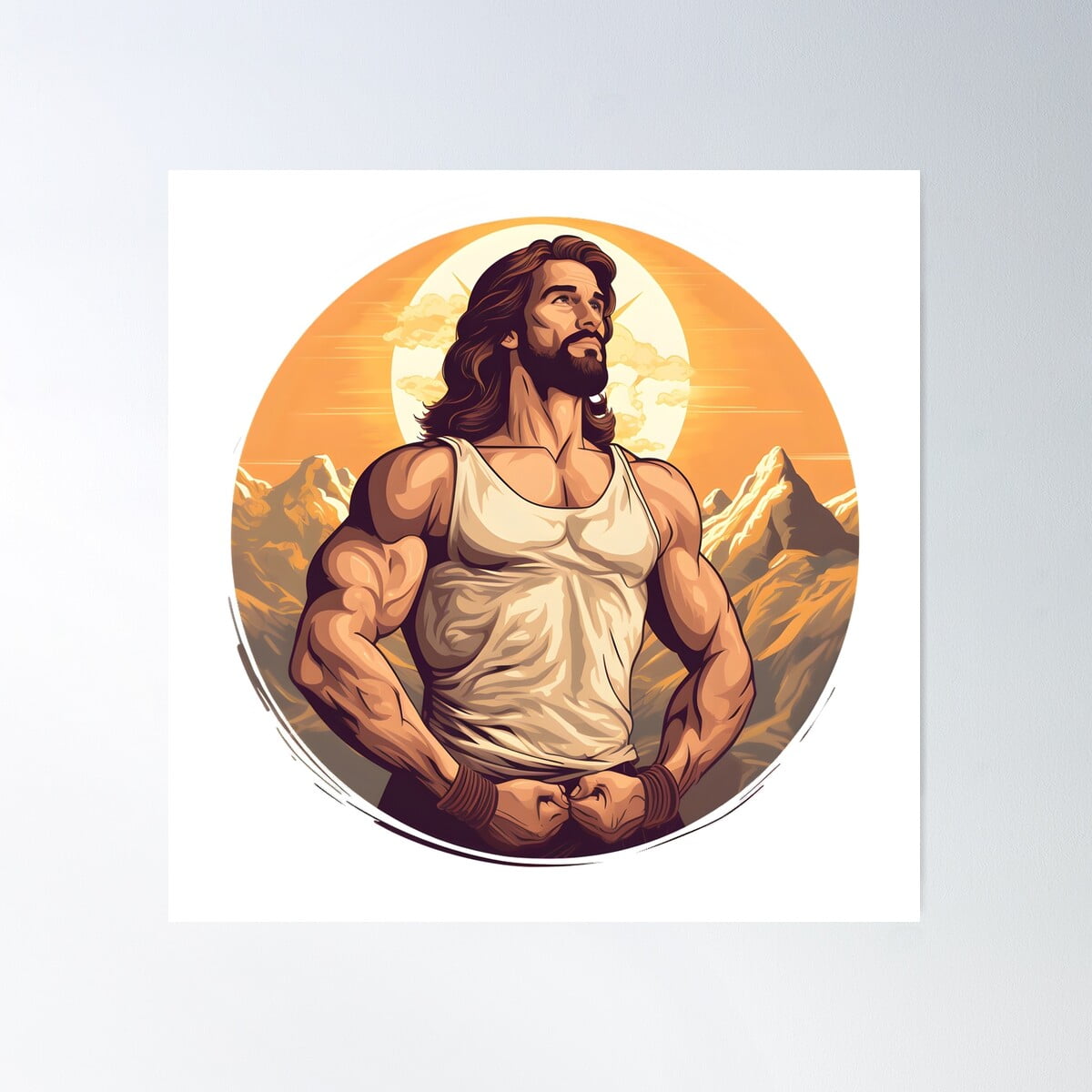 Buff Jesus, Fit Jesus Poster Wall Art, Modern Wall Decor For Living Room Bedroom, 24x24 UNFRAMED ...