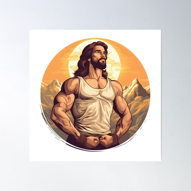Buff Jesus, Fit Jesus Poster Wall Art, Modern Wall Decor For Living ...