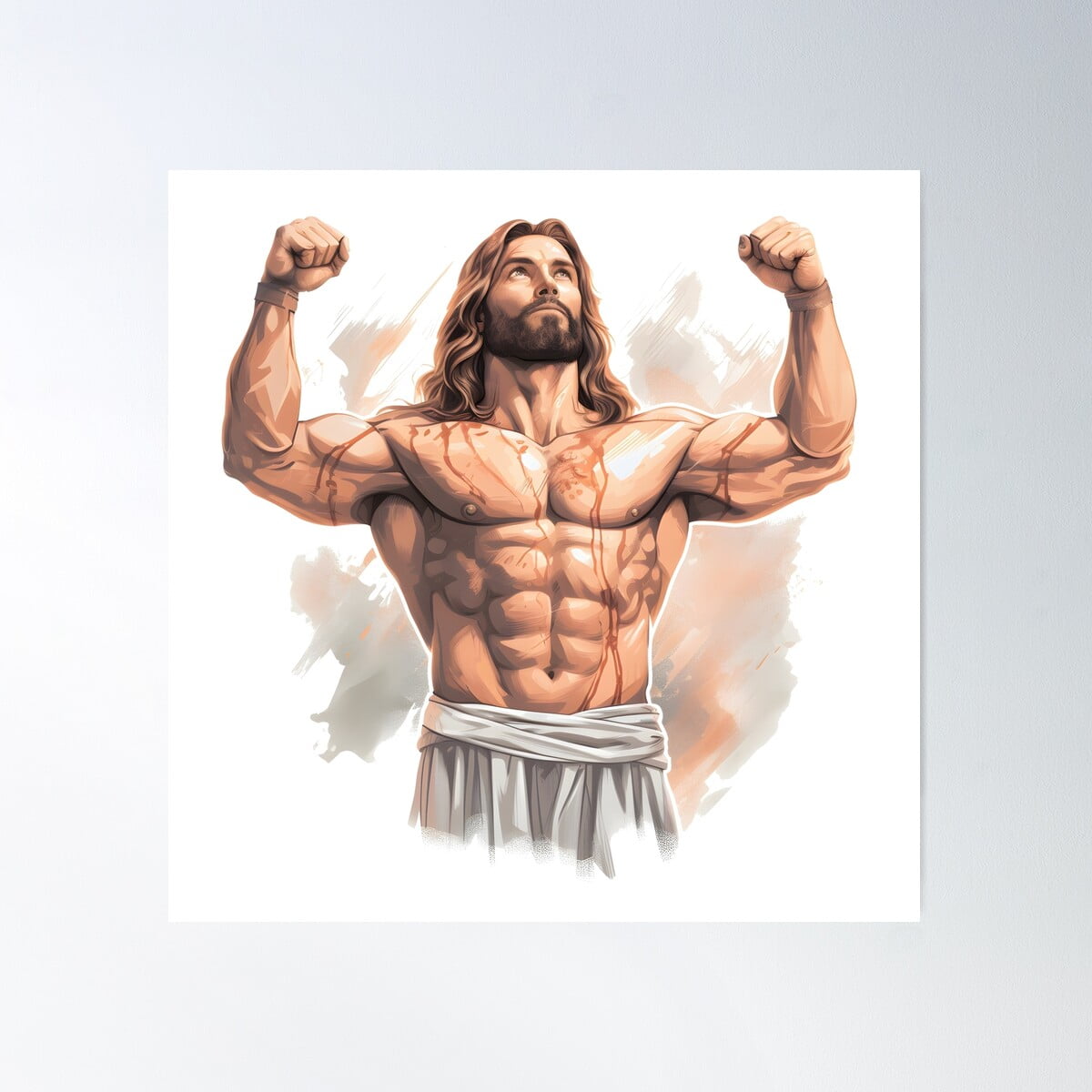 Buff Jesus, Happy Jesus Poster Wall Art, Modern Wall Decor For Living Room Bedroom, 17x17 ...