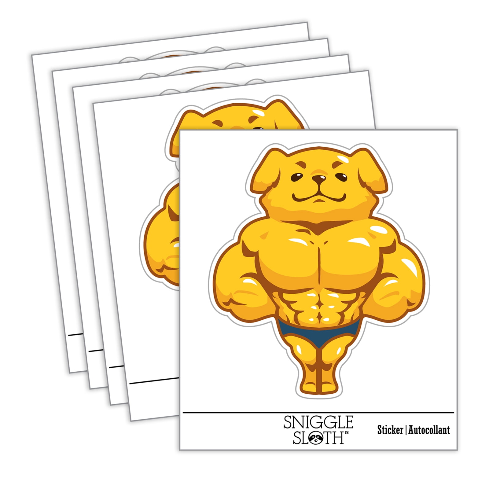 Buff Muscle Dog Funny Golden Retriever Car Window Bumper Water Bottle ...