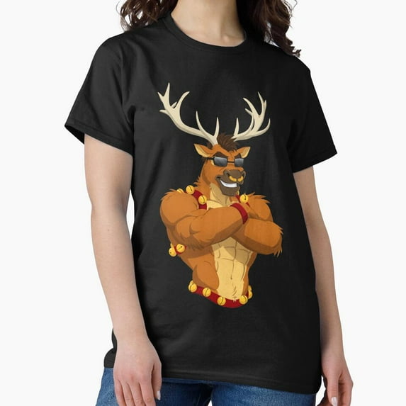 Buff Reindeer Funny Christmas Gym Workout Holiday H580 T-Shirt, for Men ...