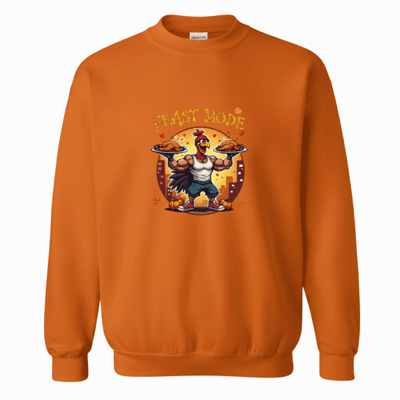 Buff Turkey Feast Mode Funny Thanksgiving Lifting Gym Art Sweatshirt ...