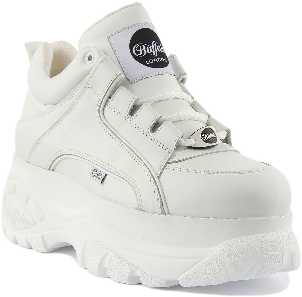 Buffalo 1339-14 2.0 Men's Lace Up Leather Platform Trainers In White ...