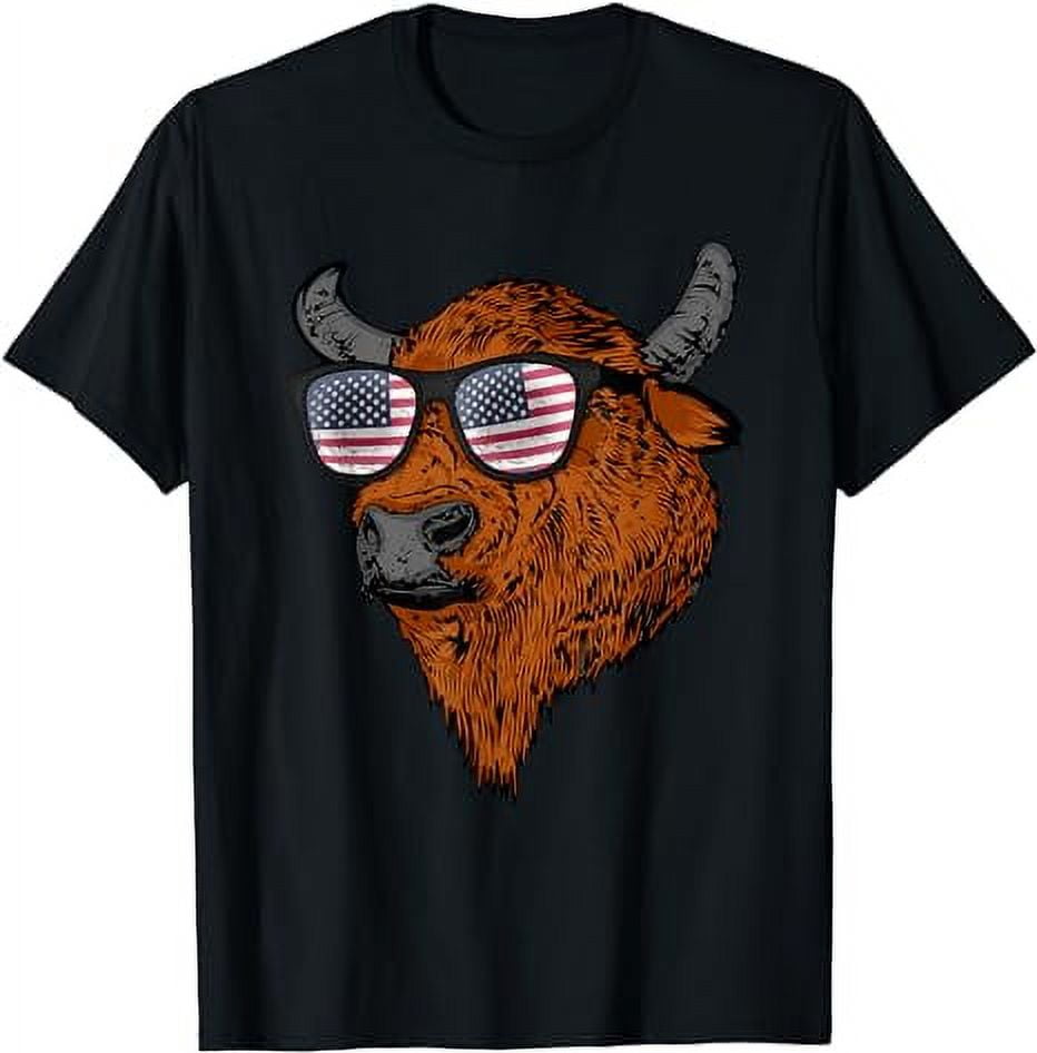 Buffalo American Flag USA National Park Bison T-Shirt - Walmart.com