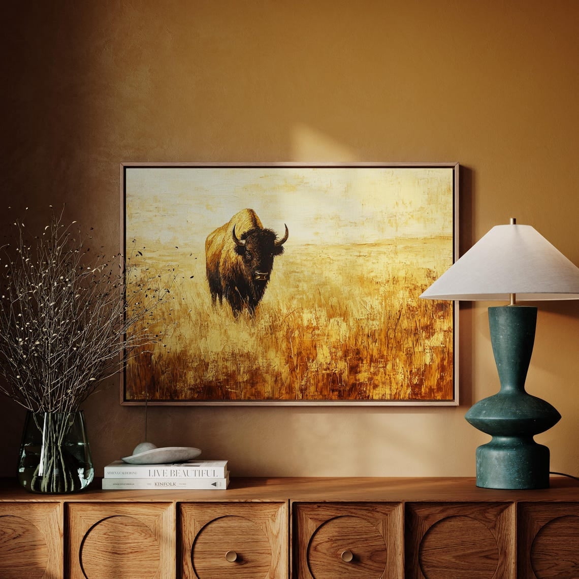 Buffalo Art, Vintage Western Bison Print, Rustic Prairie Wall Decor For ...
