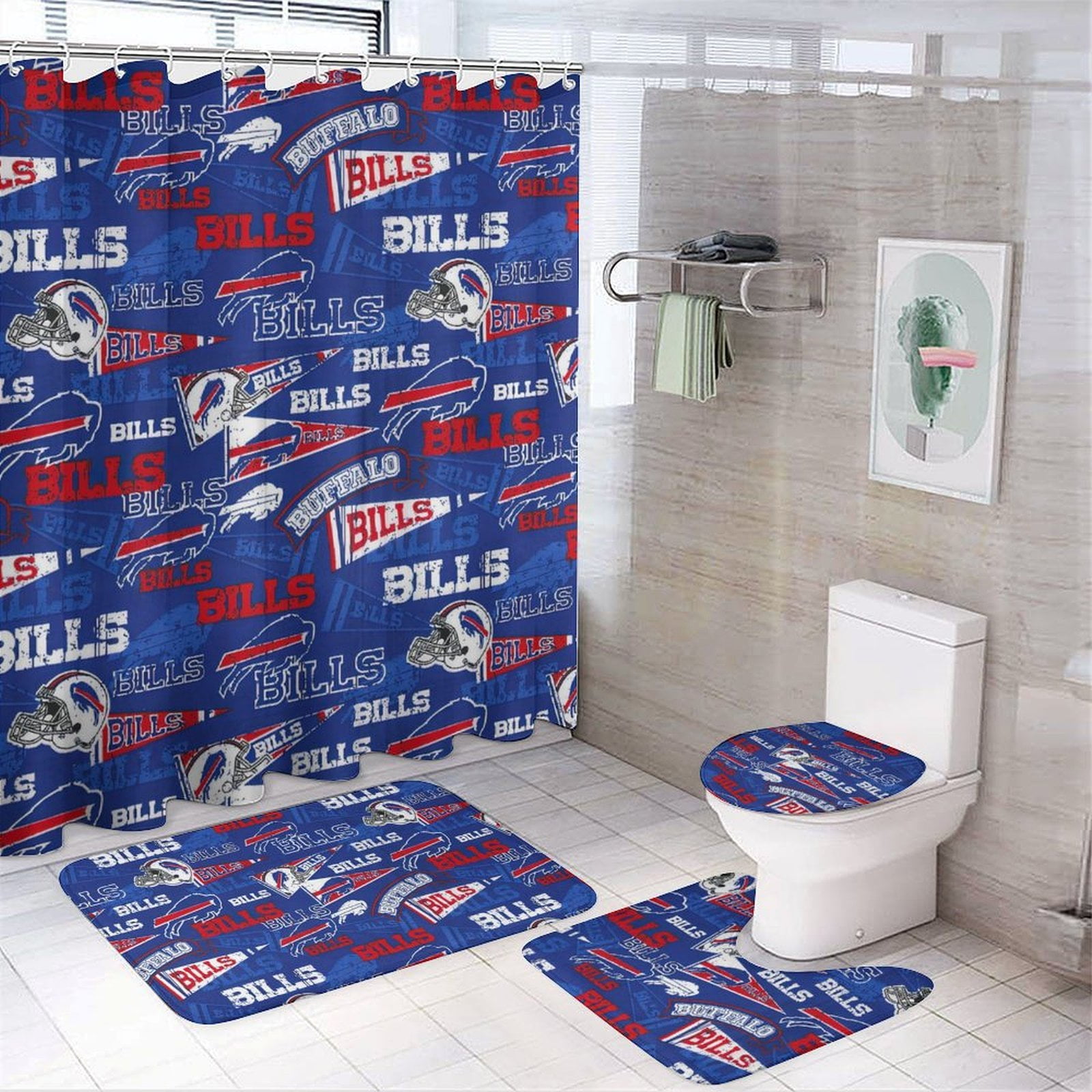 Buffalo Bathroom Set 4pcs Football Shower Curtain Set Bathroom ...