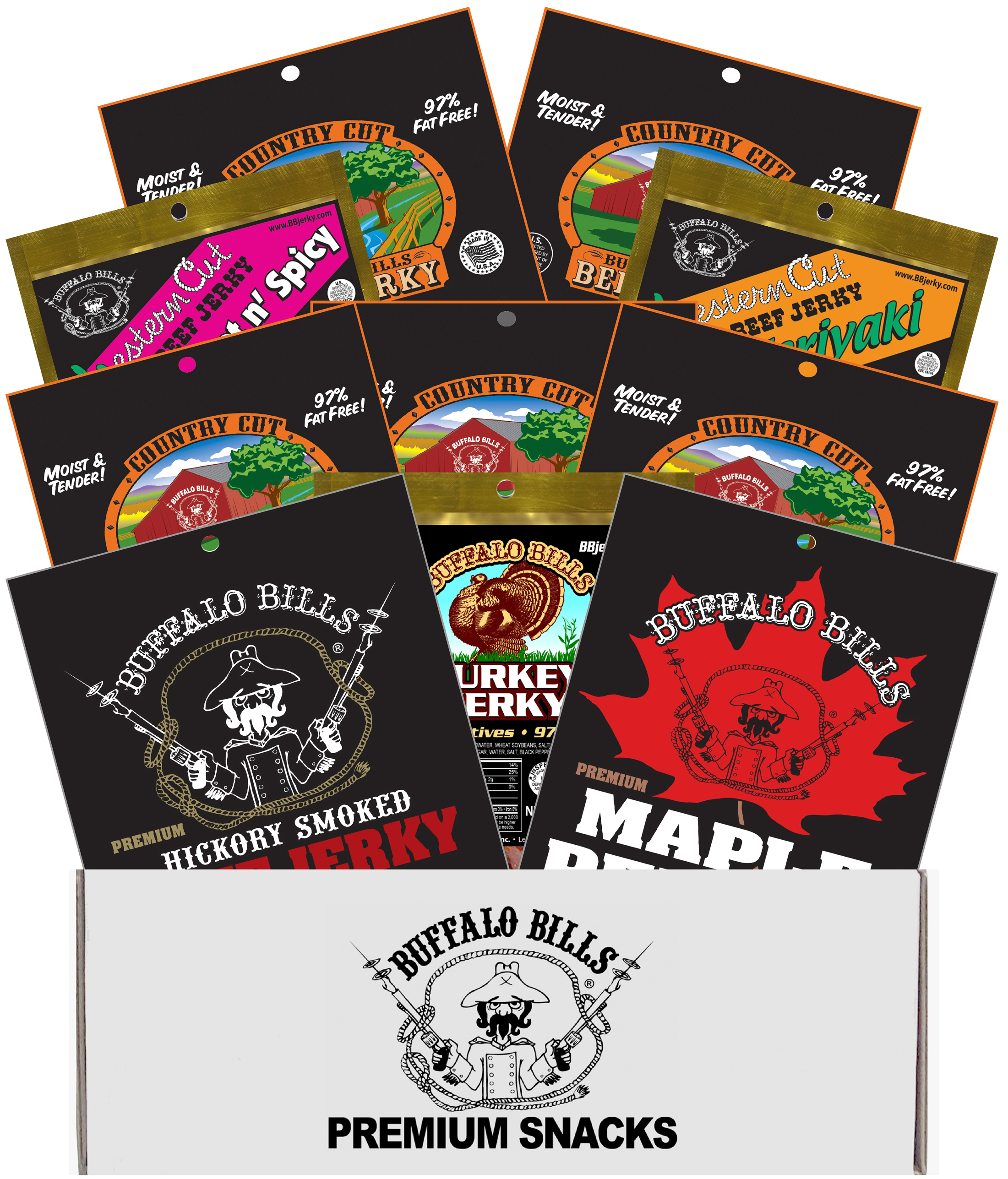 Buffalo Bills 10-pc Mostly Mild Jerky Sampler Gift Box (10 packs of ...