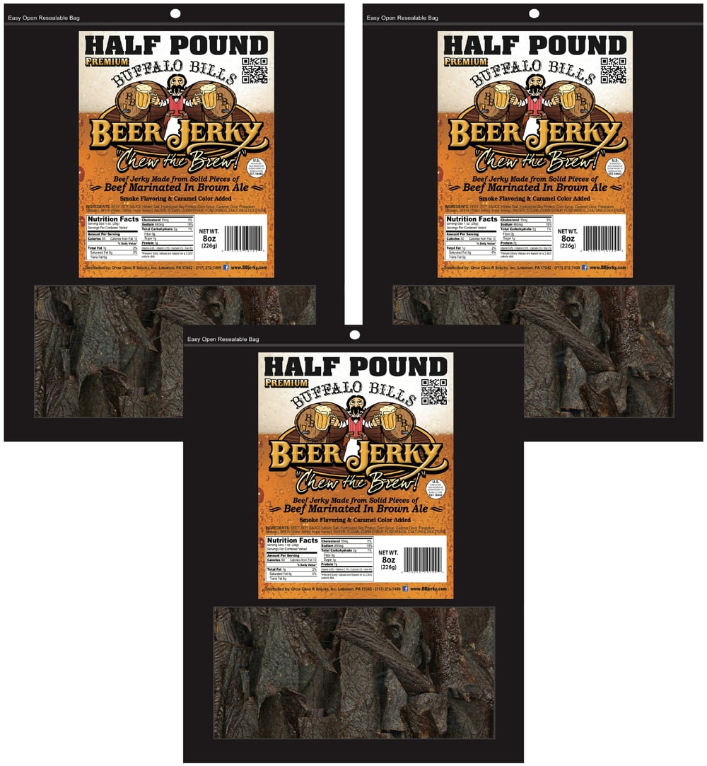 Buffalo Bills 8oz Premium Beer Beef Jerky Packs (three 8oz beef jerky ...