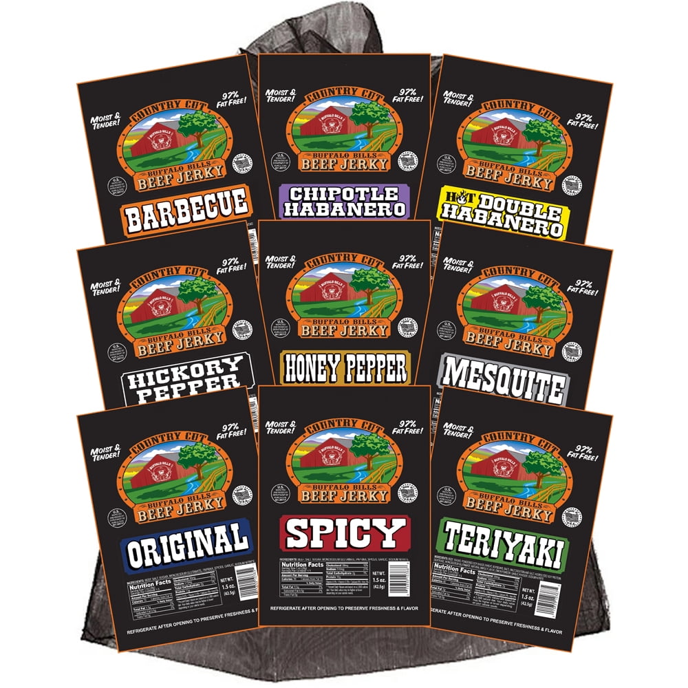 Buffalo Bills 9-ct Assorted Country Cut Beef Jerky Sampler – Nine 1.5oz ...