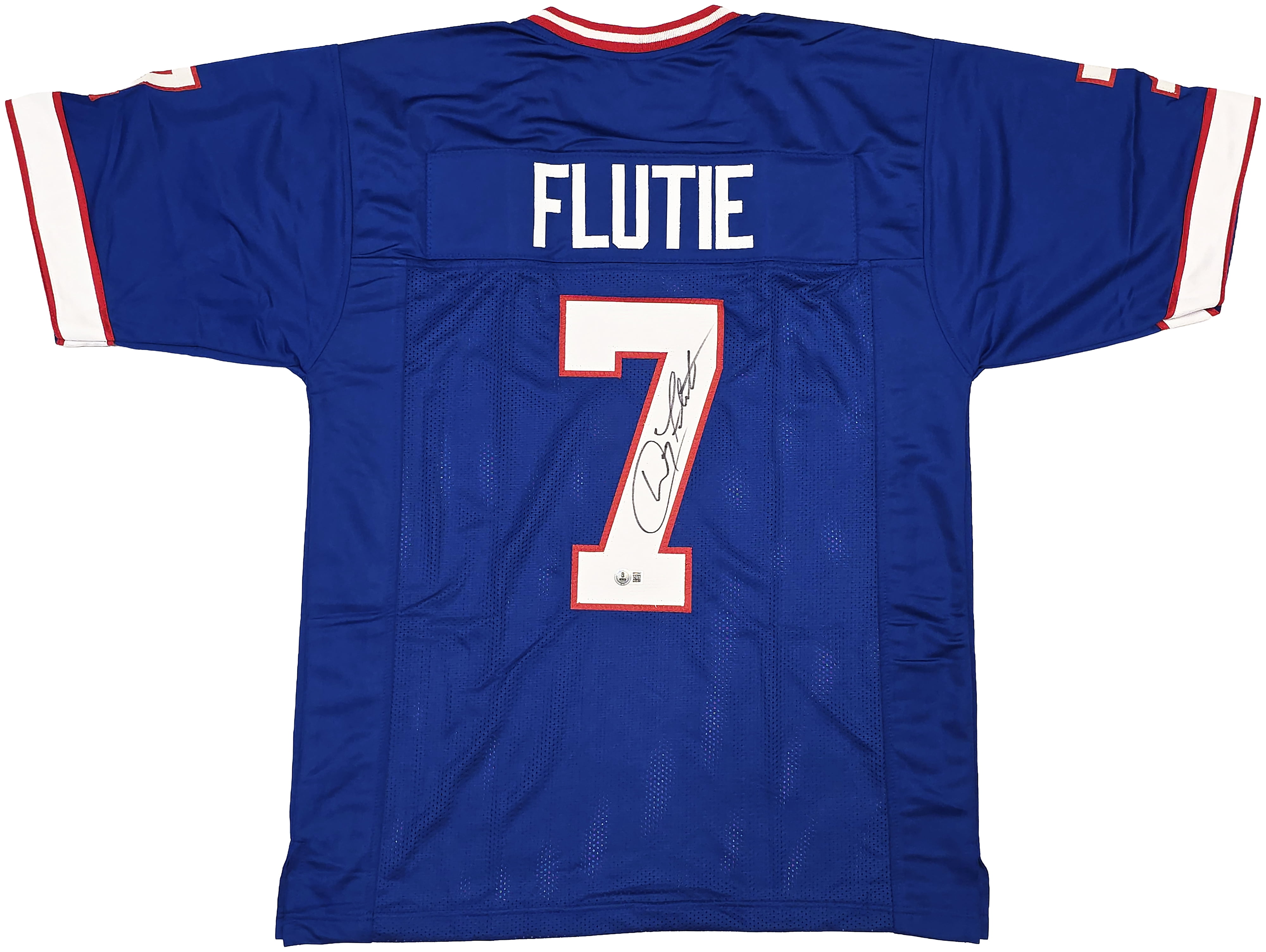 Buffalo Bills Doug Flutie Autographed Blue Jersey Beckett BAS Witness ...