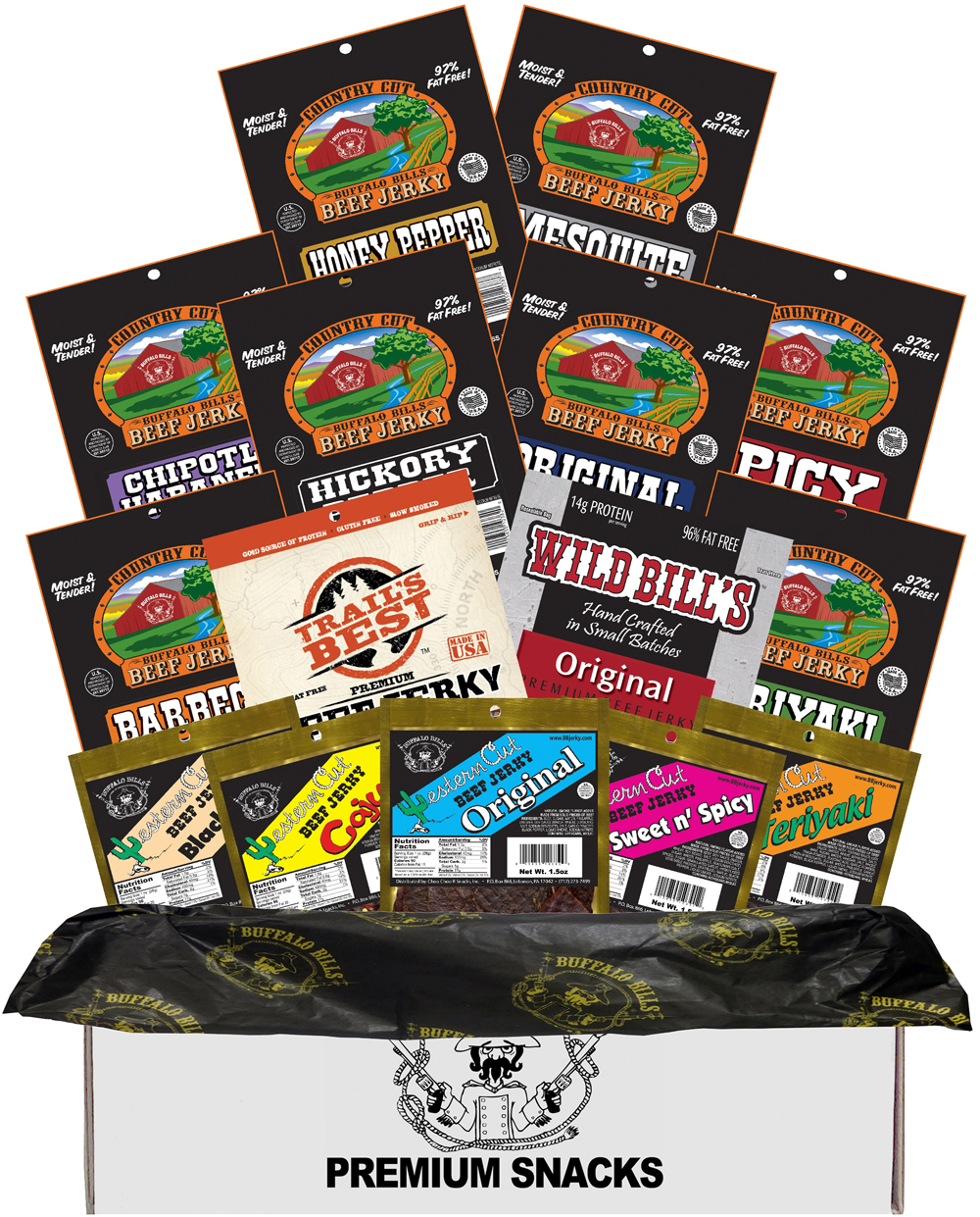 Buffalo Bills High Protein Jerky & More Gift Box (15 meat snacks with ...