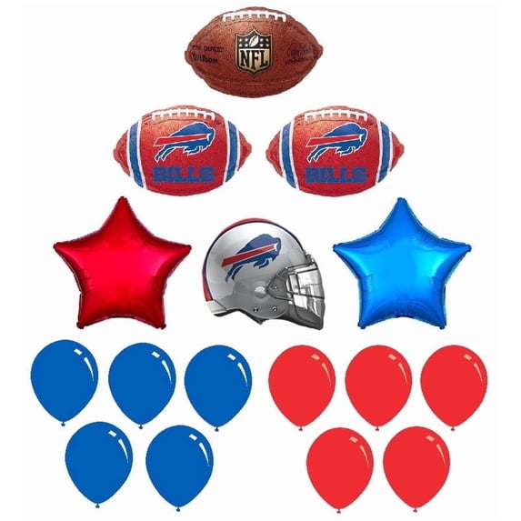 Bills Football Helmet Party Decoration Bouquet 16 Piece Mylar and Latex ...