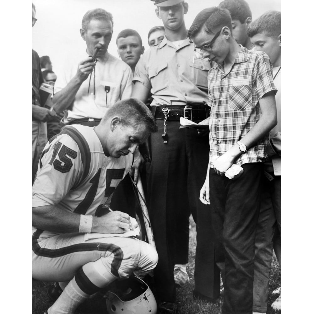 Buffalo Bills Player Jack Kemp Signs His Autograph For A Boy On August ...