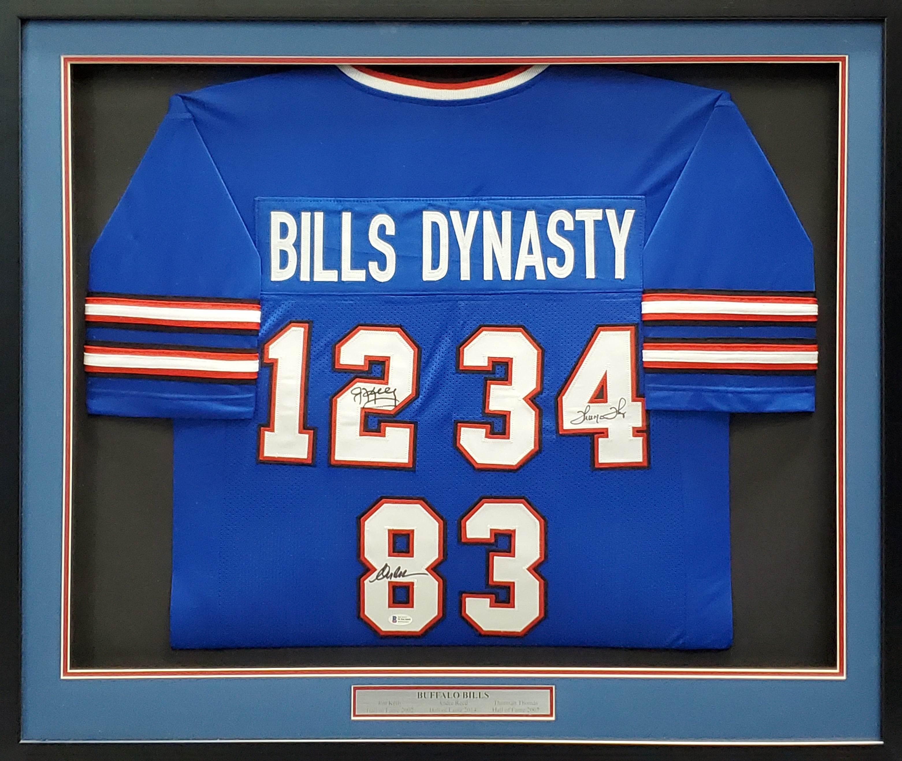 Buffalo Bills Team Greats Autographed Framed Blue Jersey With 3 ...