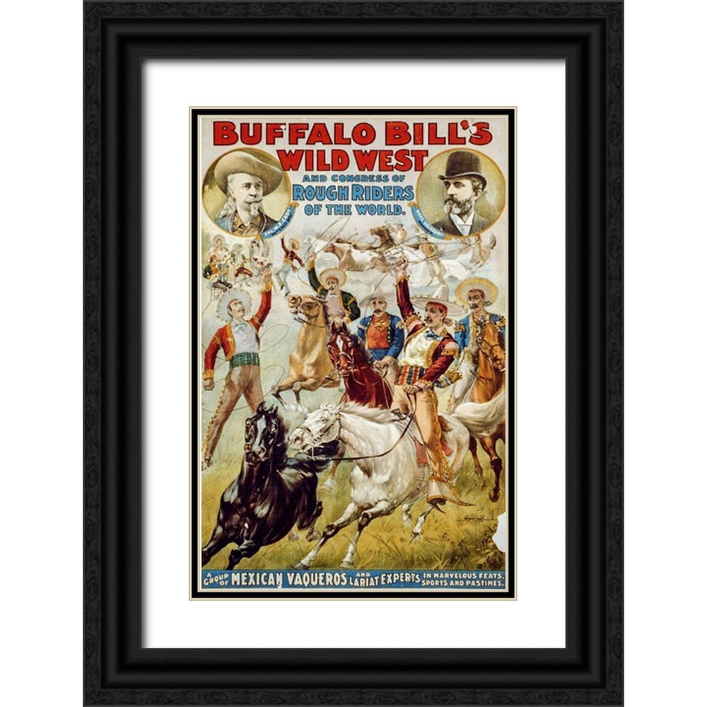 Buffalo Bills Wild West Show Poster 10x14 Black Ornate Wood Framed with ...