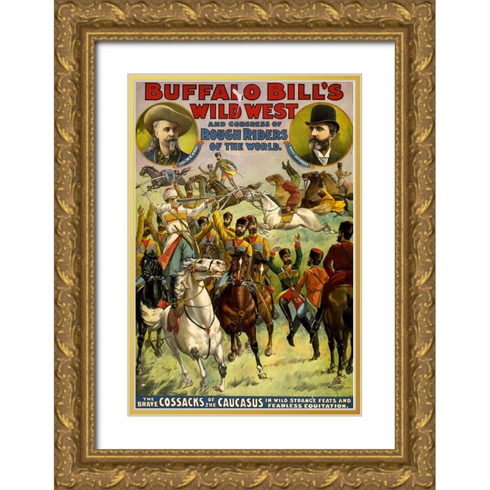Buffalo Bills Wild West Show Poster 13x18 Gold Ornate Wood Framed with ...