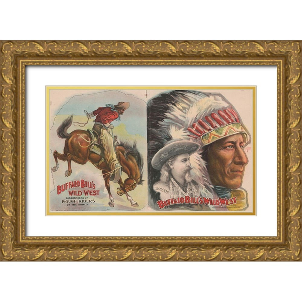 Buffalo Bills Wild West Show Poster 14x10 Gold Ornate Wood Framed with ...