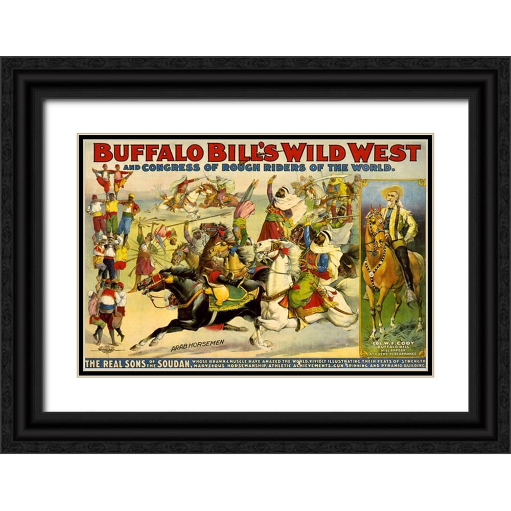 Buffalo Bills Wild West Show Poster 14x11 Black Ornate Wood Framed with ...