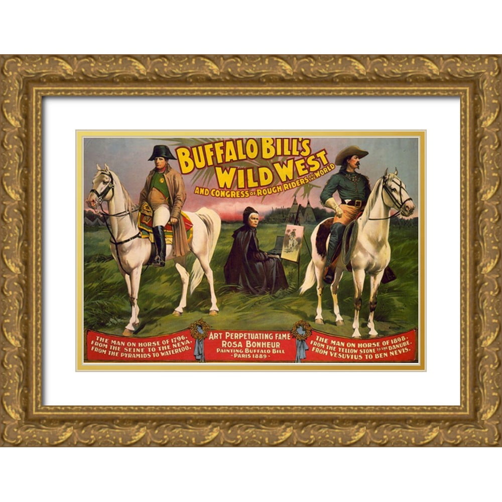 Buffalo Bills Wild West Show Poster 14x11 Gold Ornate Wood Framed with ...