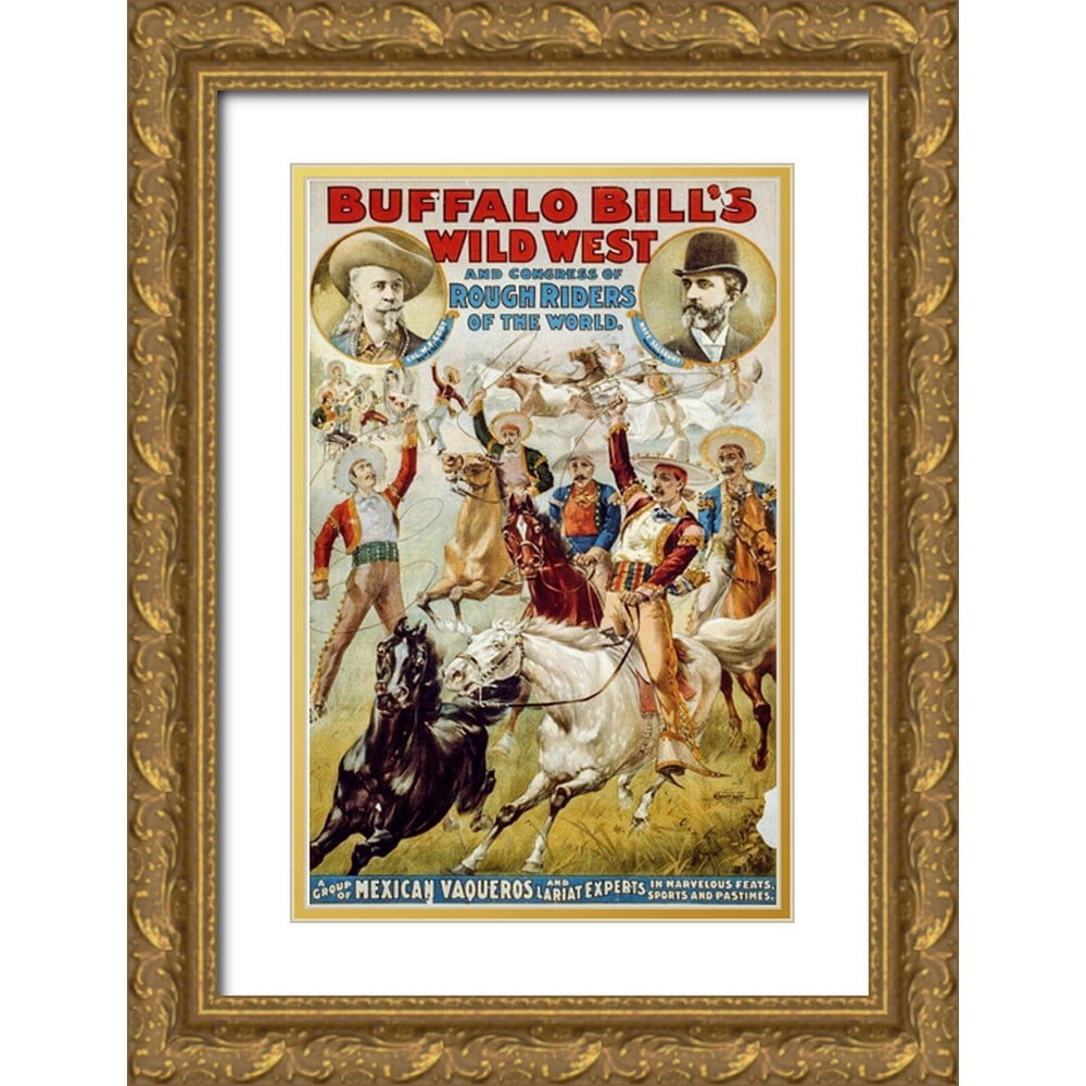 Buffalo Bills Wild West Show Poster 17x24 Gold Ornate Wood Framed with ...