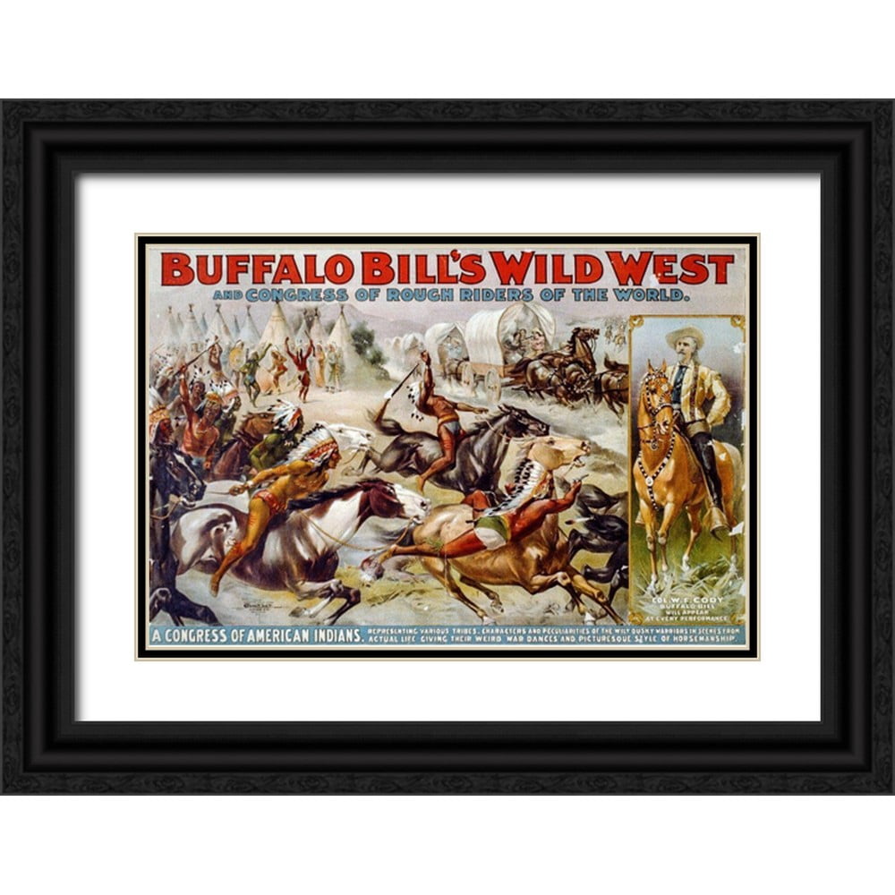 Buffalo Bills Wild West Show Poster 18x13 Black Ornate Wood Framed with ...