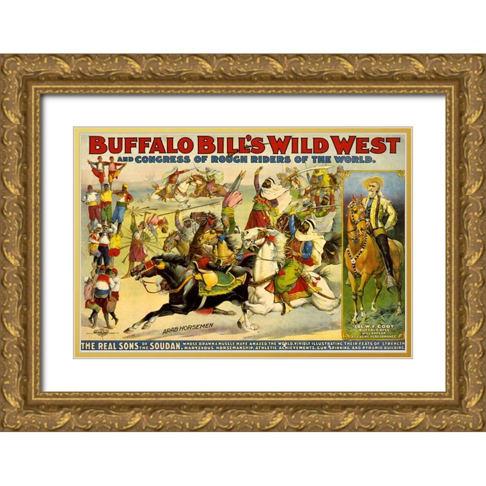 Buffalo Bills Wild West Show Poster 18x13 Gold Ornate Wood Framed with ...