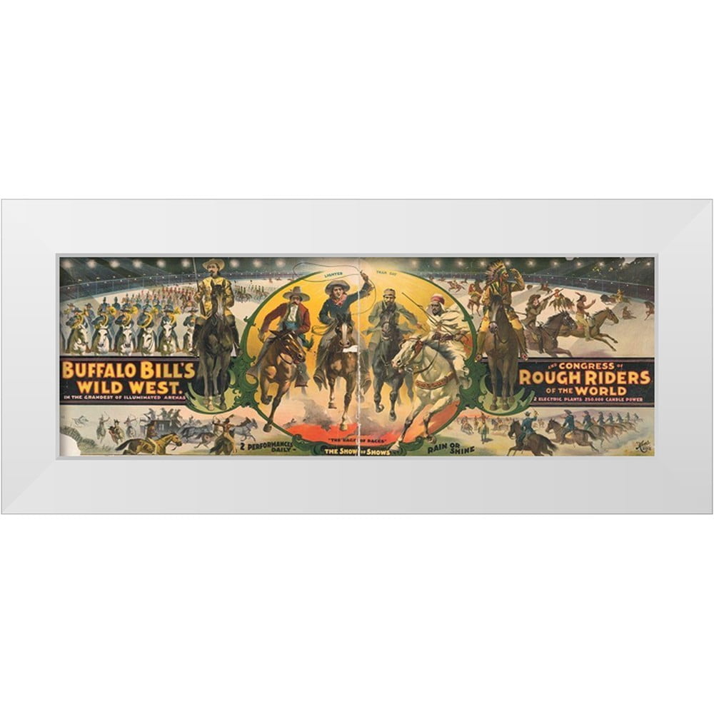 Buffalo Bills Wild West Show Poster 24x11 White Modern Wood Framed ...