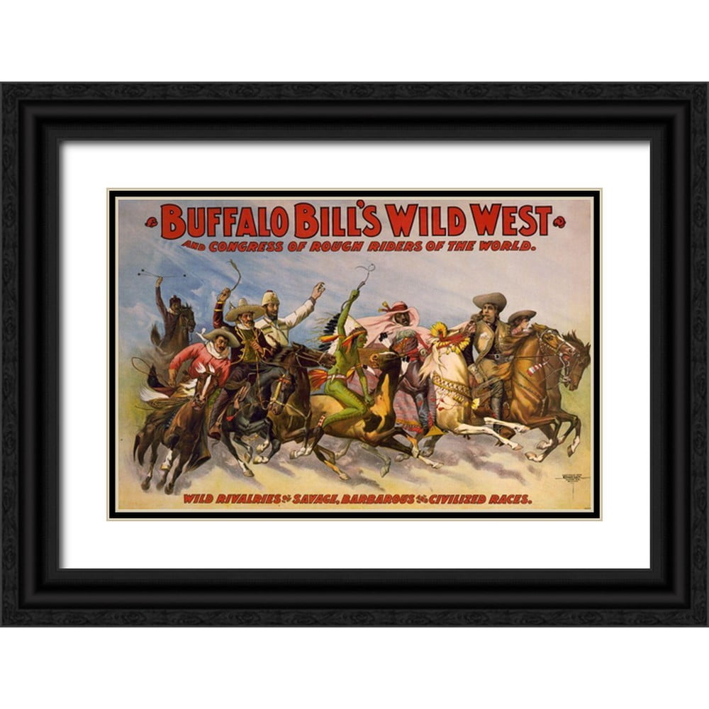 Buffalo Bills Wild West Show Poster 24x17 Black Ornate Wood Framed with ...