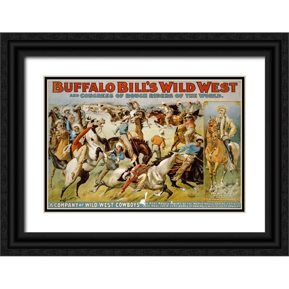 Buffalo Bills Wild West Show Poster 24x17 Black Ornate Wood Framed with ...
