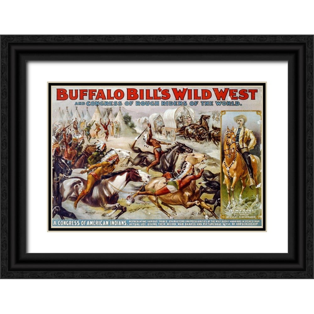 Buffalo Bills Wild West Show Poster 24x17 Black Ornate Wood Framed with ...