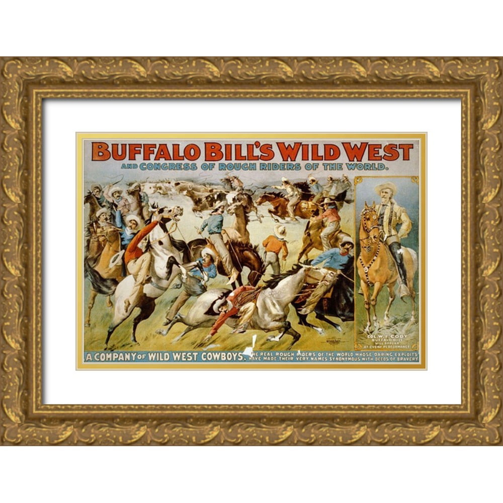 Buffalo Bills Wild West Show Poster 24x17 Gold Ornate Wood Framed with ...