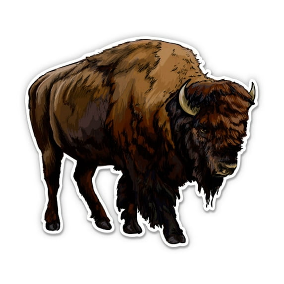 Buffalo Bison - 5" Vinyl Sticker - For Car Laptop I-Pad - Waterproof ...