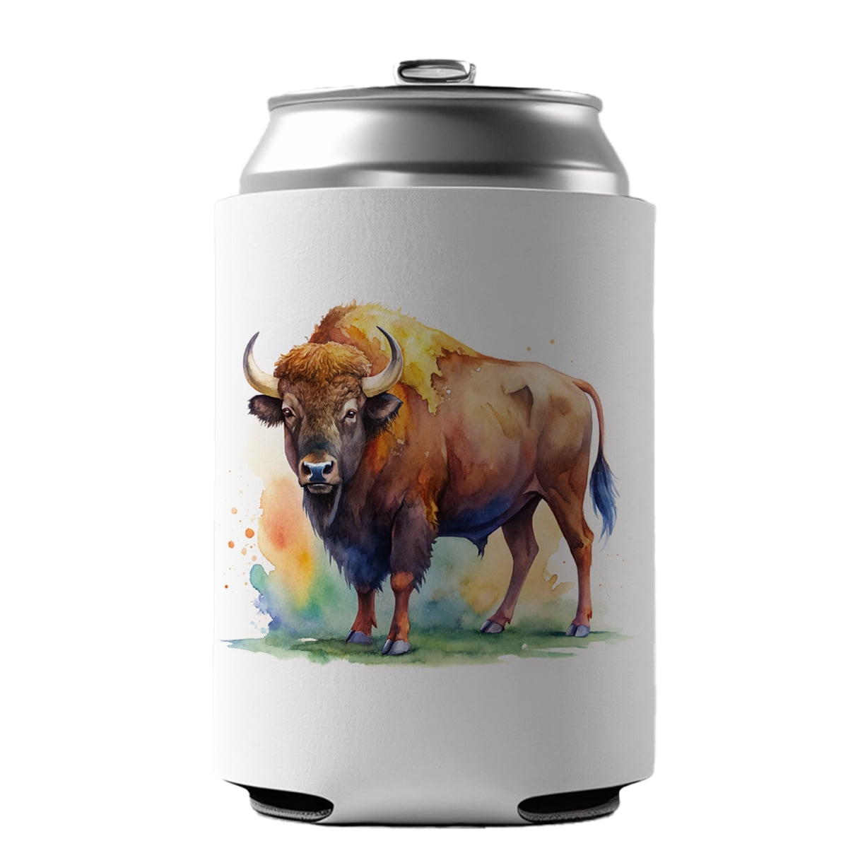 Buffalo Bison Watercolor Drink Beer Soda Insulated Sleeve Holder Can ...
