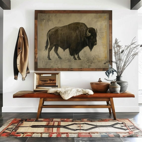 Buffalo Bison Western Art Print, Cowboy Room Decor Home Decor #3017 ...