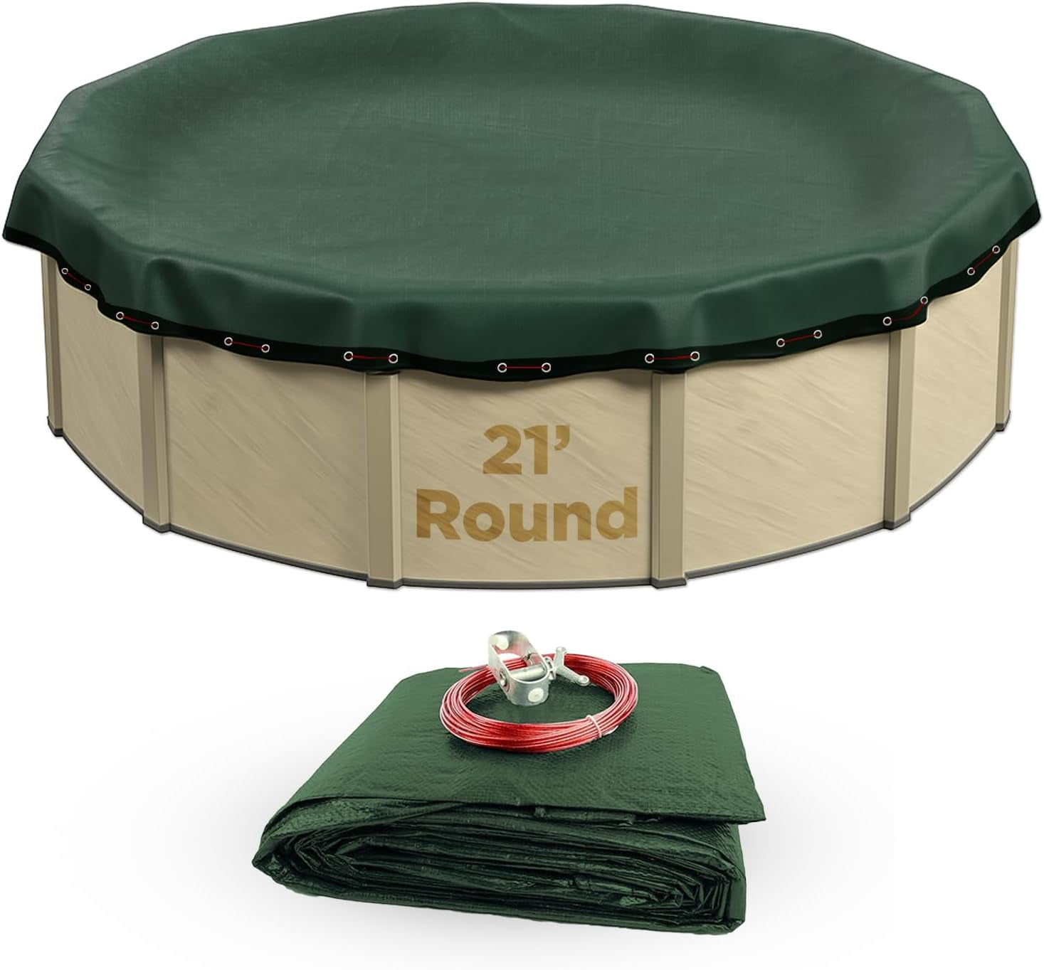 Buffalo Blizzard Round Green Ripstopper Winter Swimming Pool Cover, 21 ...