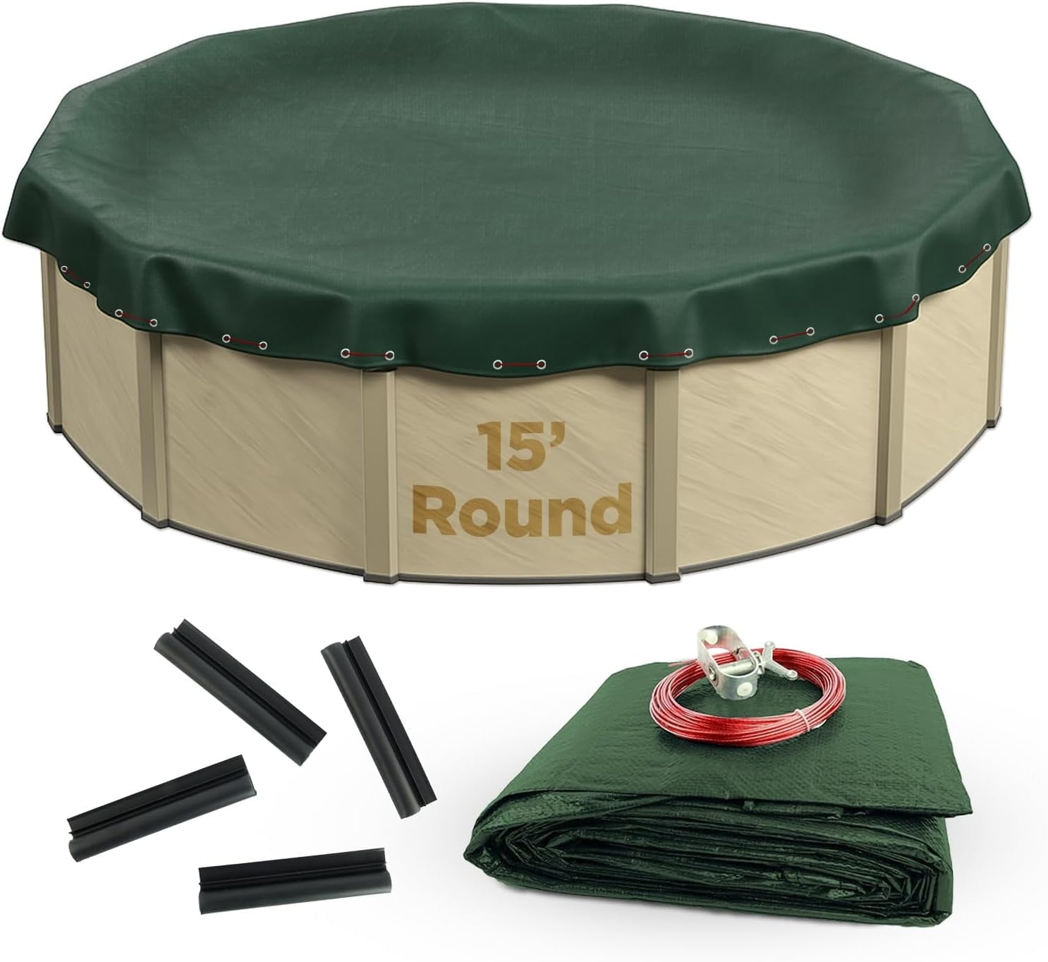 Buffalo Blizzard Supreme Winter Cover for 15' Round Pool | Green/Black ...