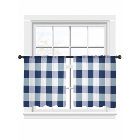Buffalo Blue Plaid Sheer Curtains 2 Panels Set Spring Simple Pattern ...