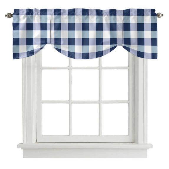 Buffalo Blue Plaid Tie Up Valances Curtain, Spring Simple Pattern ...