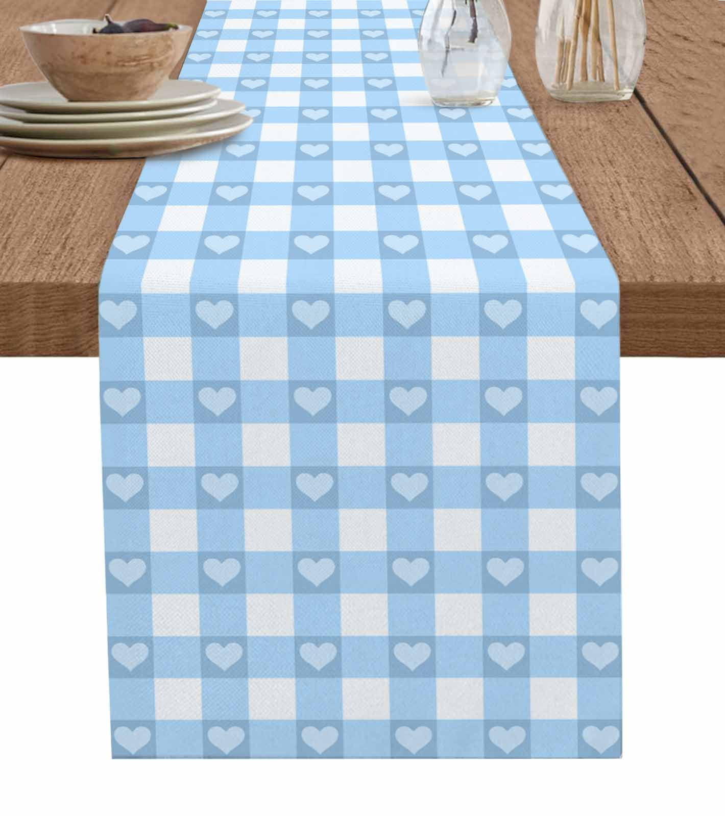 Buffalo Blue Striped Table Runner Cotton Linen 36 Inch Holiday Dresser ...
