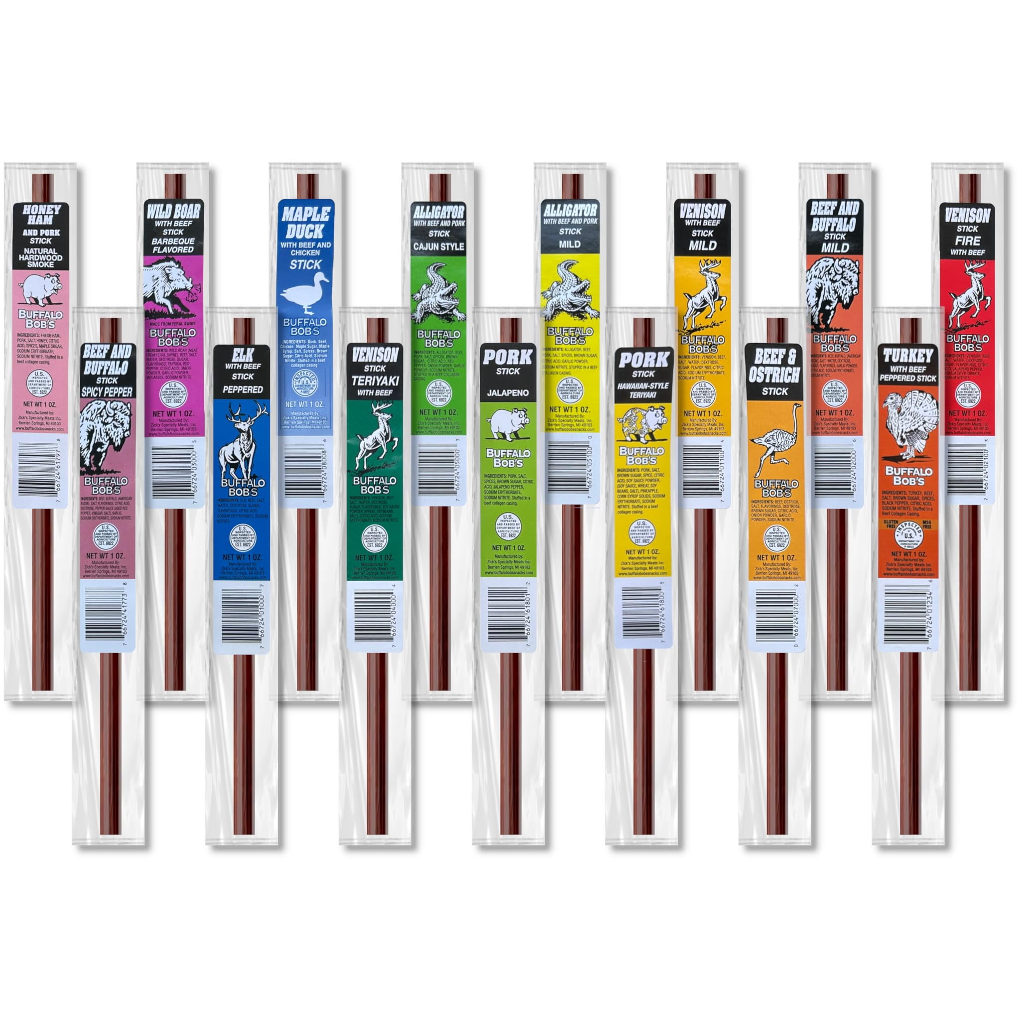 Buffalo Bob's 15 Piece CCF19 Exotic Game Snack Sticks | California ...