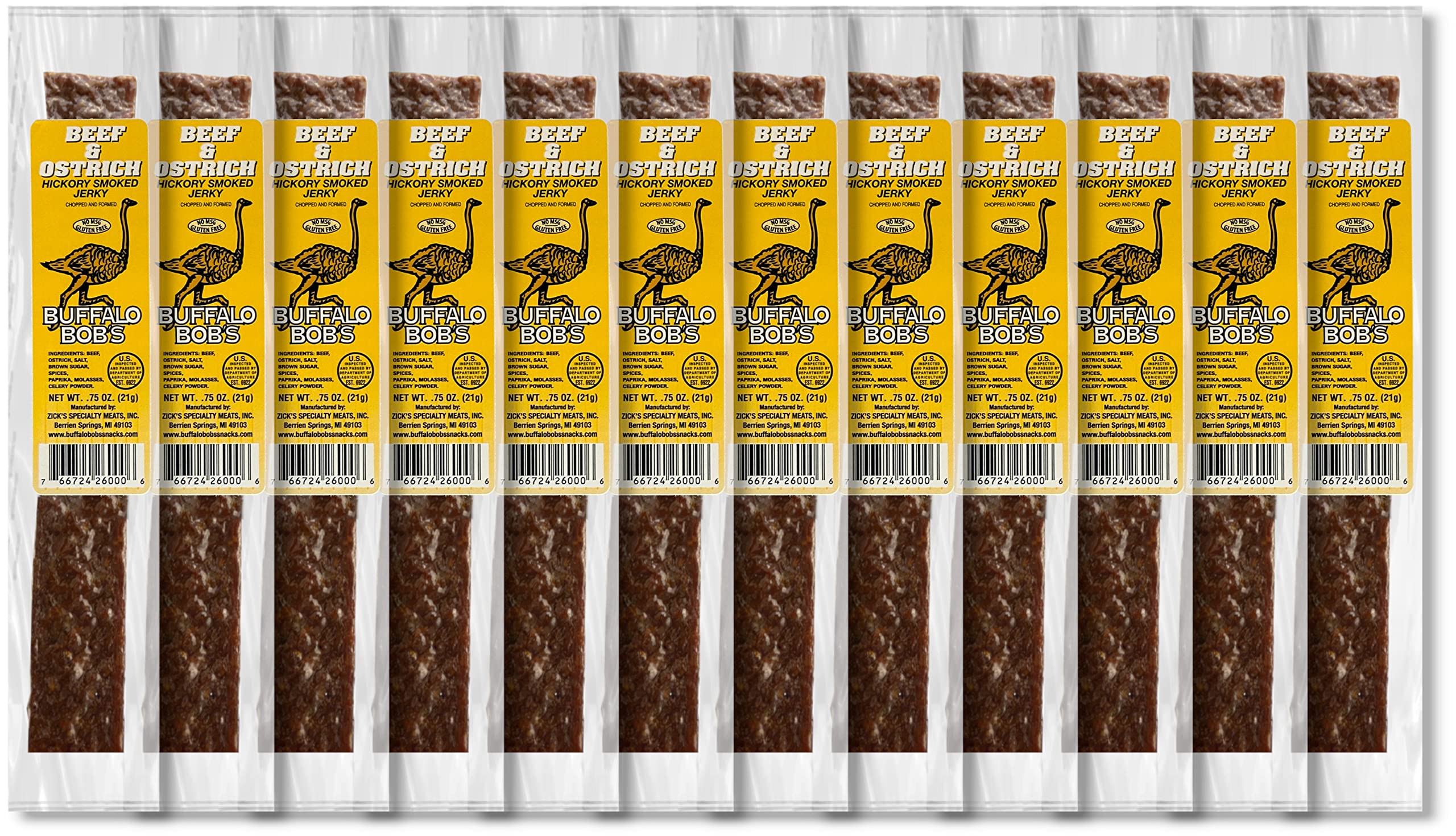 Buffalo Bob's Wild Game MMF7 Snacks - Ostrich Jerky (12 Pack) Exotic ...