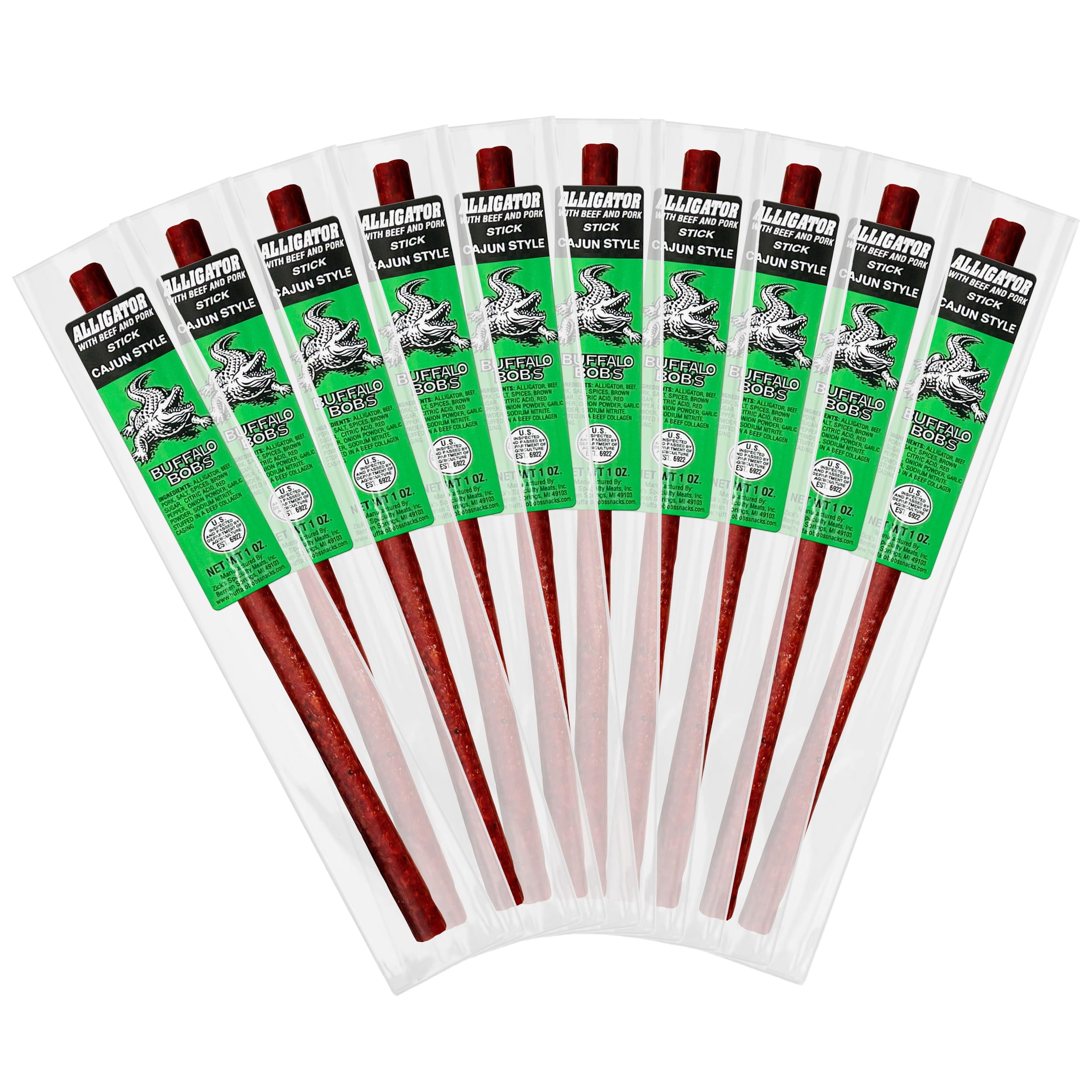 Buffalo Bob's Wild Game SBF3 Meat Snack Stick - Alligator Cajun Stick ...