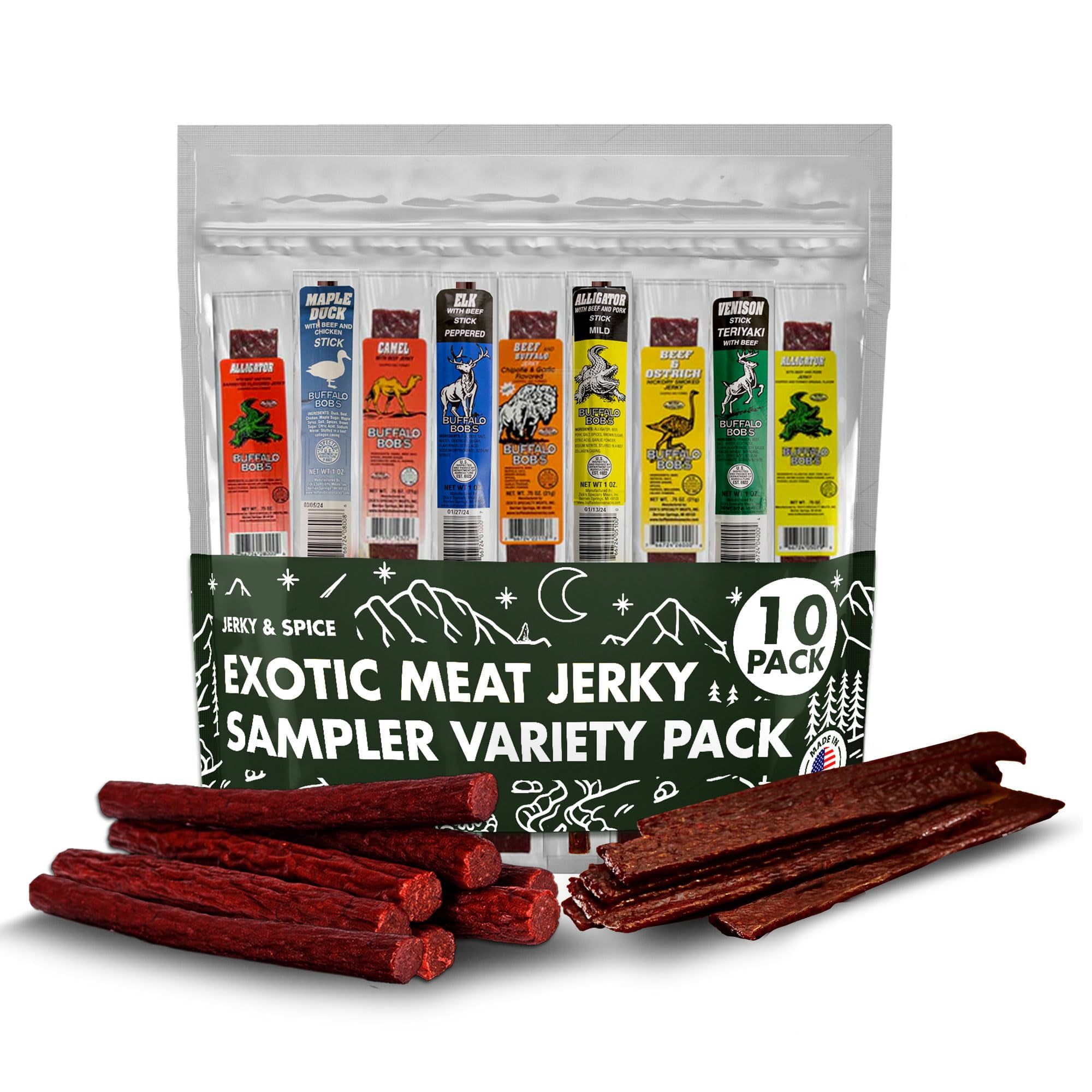Buffalo Bob’s Wild Game YYF14 Jerky (10-Pack), Exotic Meat Jerky ...