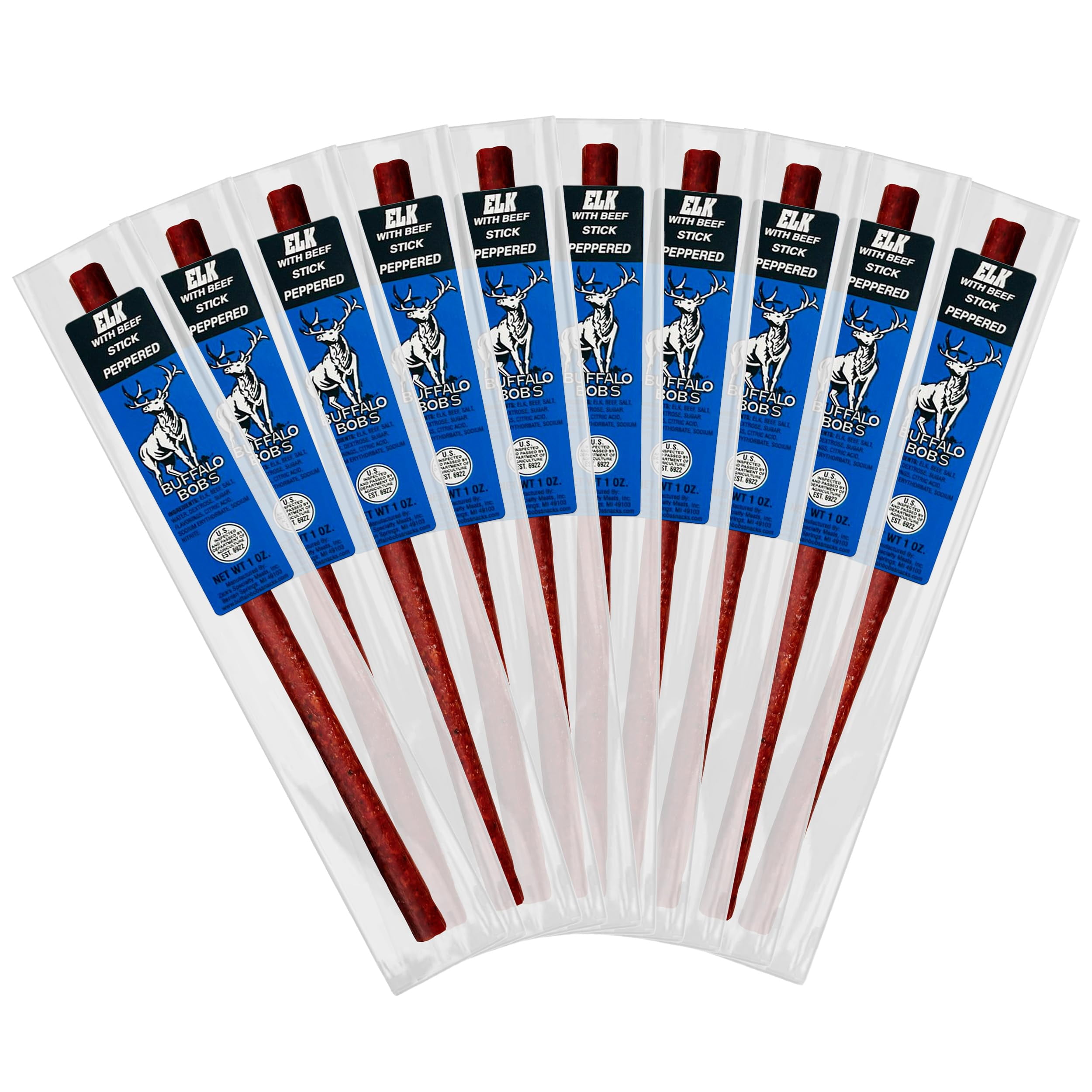 Buffalo Bob's Wild Game YYF14 Meat Snack Stick - Elk Peppered Stick 10 ...