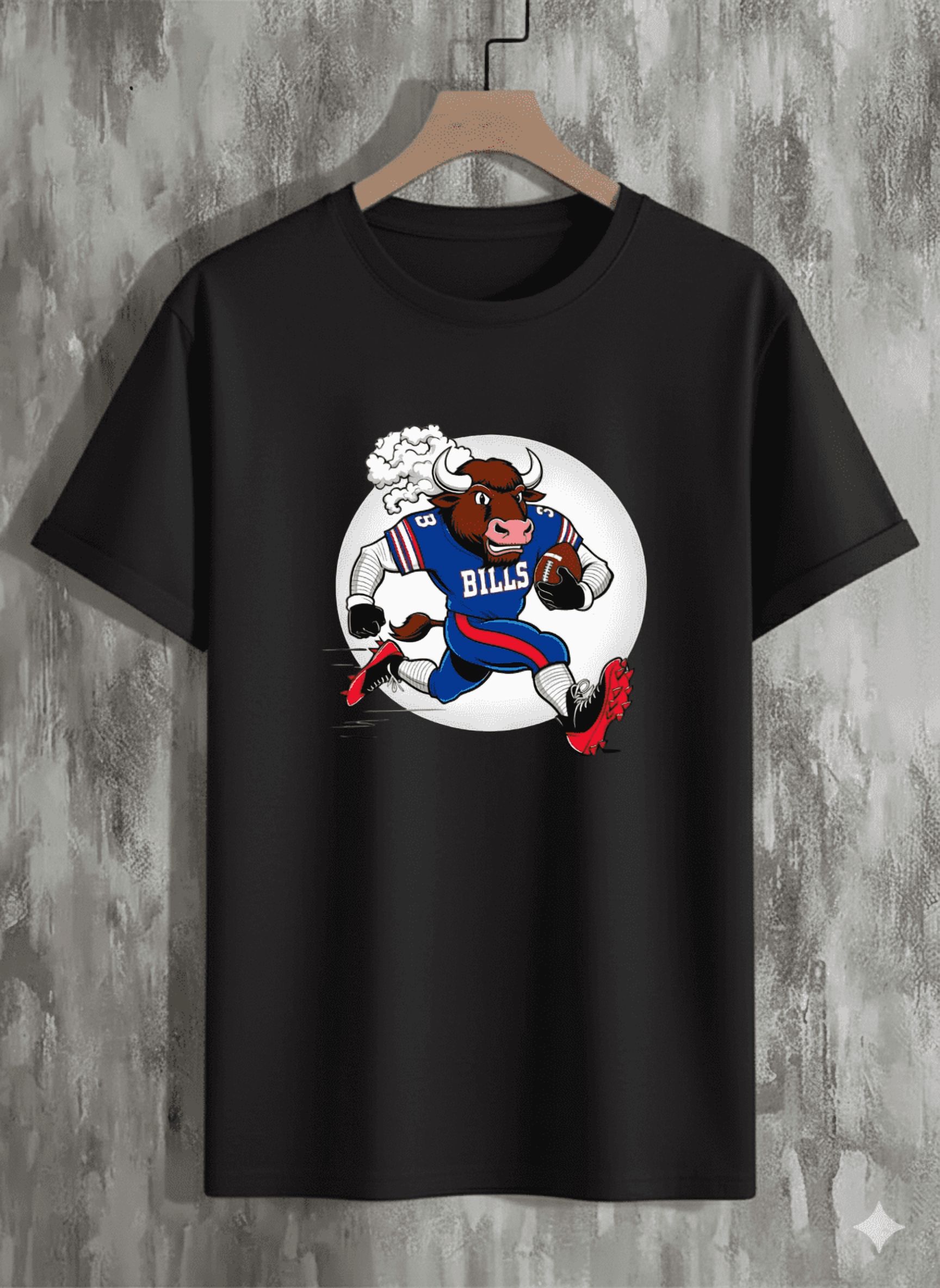 Buffalo Charging Mascot Fierce Sports Energy Graphic Art Unisex T-Shirt ...