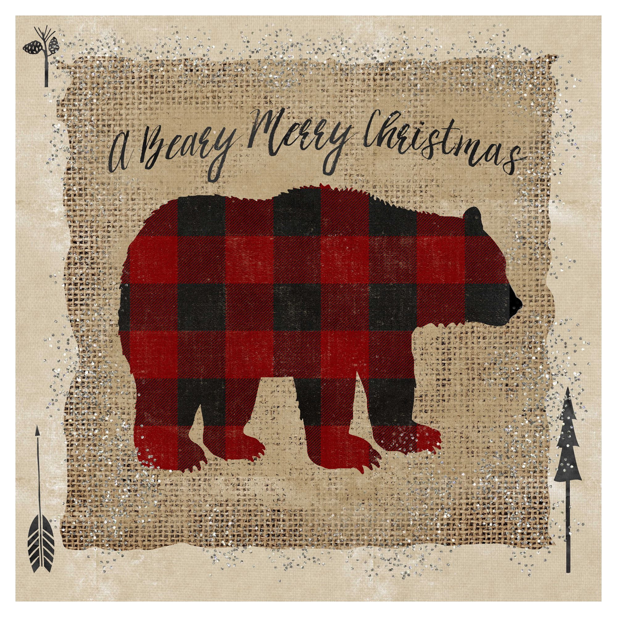 Buffalo Check Bear Christmas Canvas Art Print - 16x20 inches - Walmart.com