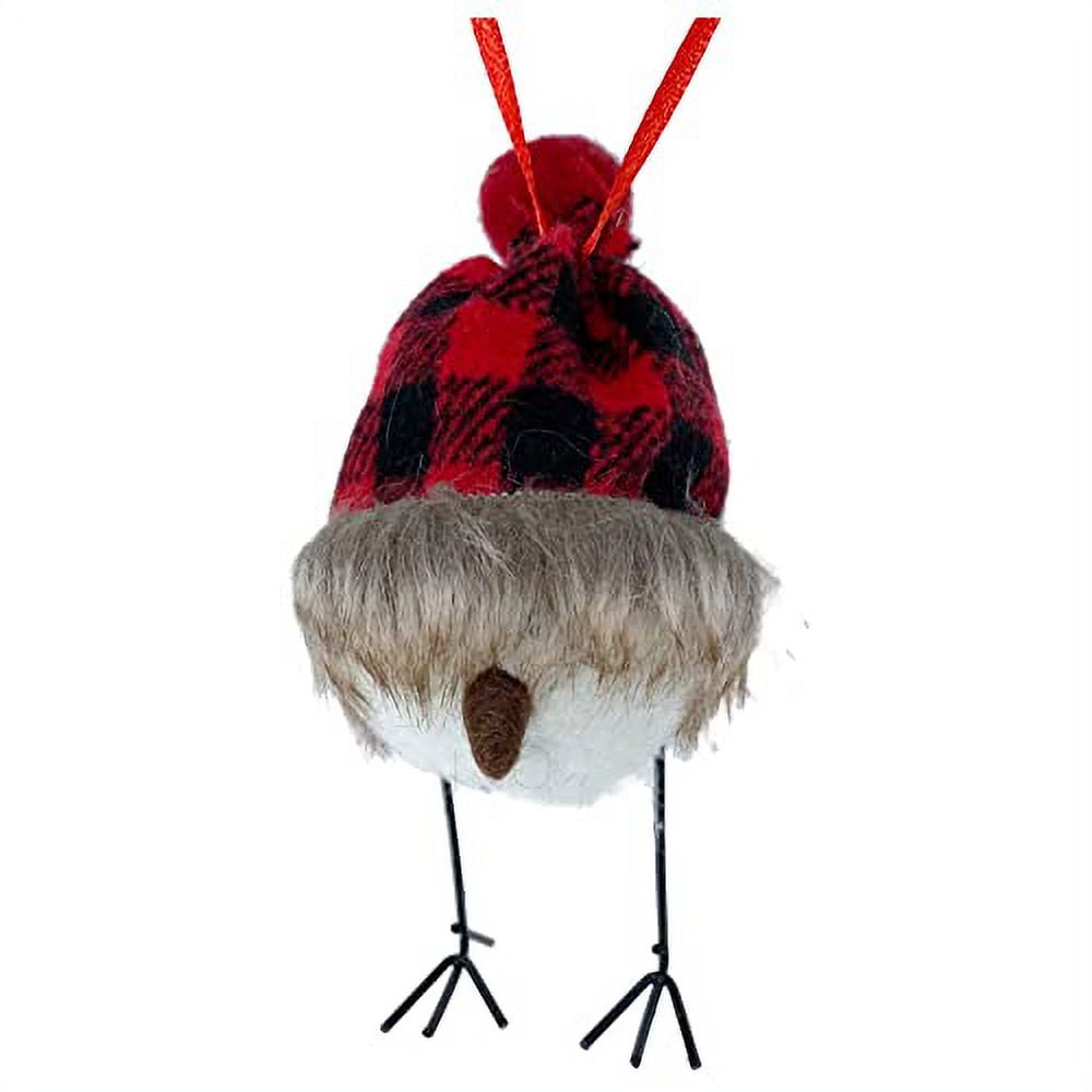 Buffalo Check Bird Ornament - Felted Wool Decoration for Christmas Tree ...
