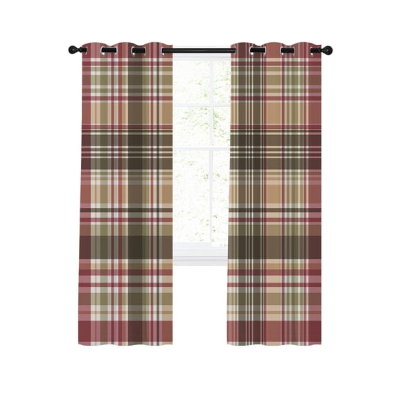 Buffalo Check Blackout Curtains 2 Panels Set Plaid Brown Plaid Vintage ...