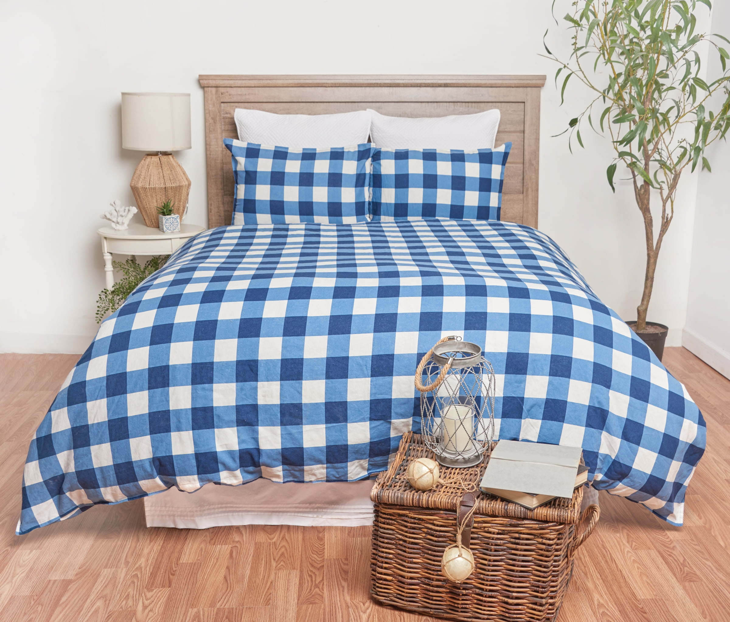 Buffalo Check Blue Full/Queen Duvet Cover Set - Walmart.com
